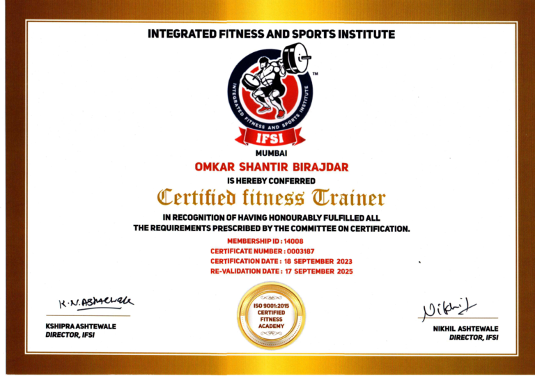 Certified Fitness Gym Trainer Course Online In India - IFSI Academy