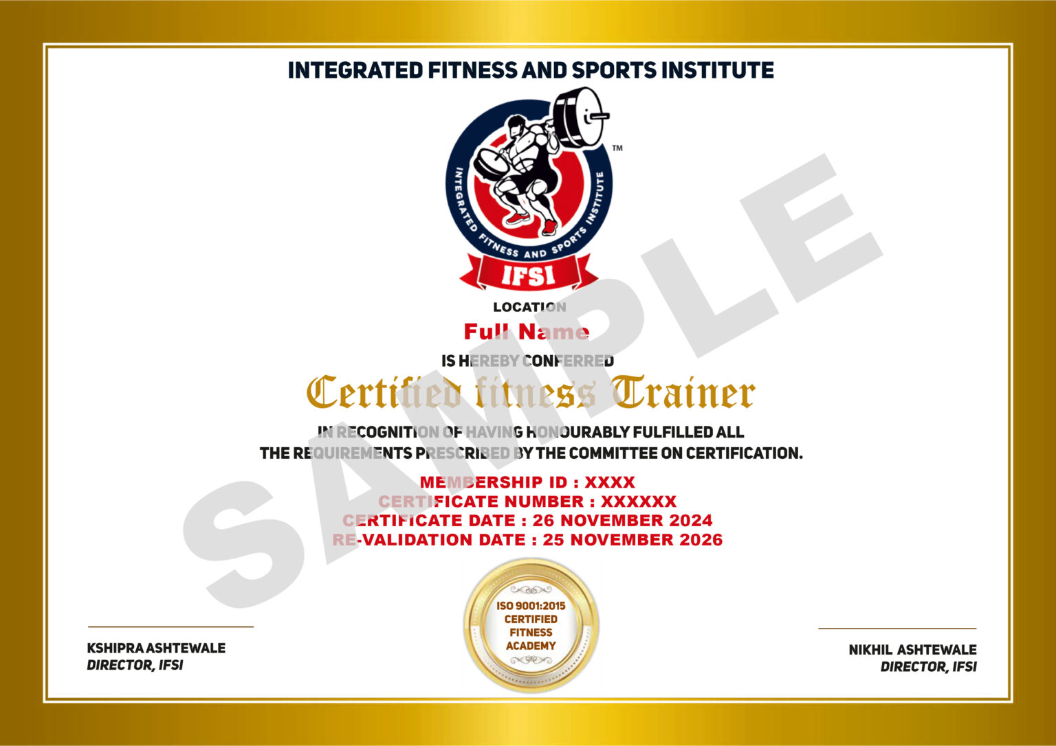 Certified Fitness Gym Trainer Course Online In India - IFSI Academy